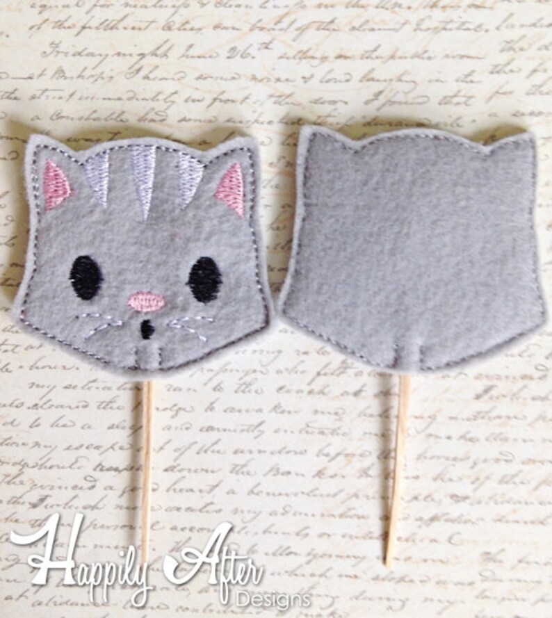 Kitty Cat Cupcake Topper Embroidery Design machine | Etsy