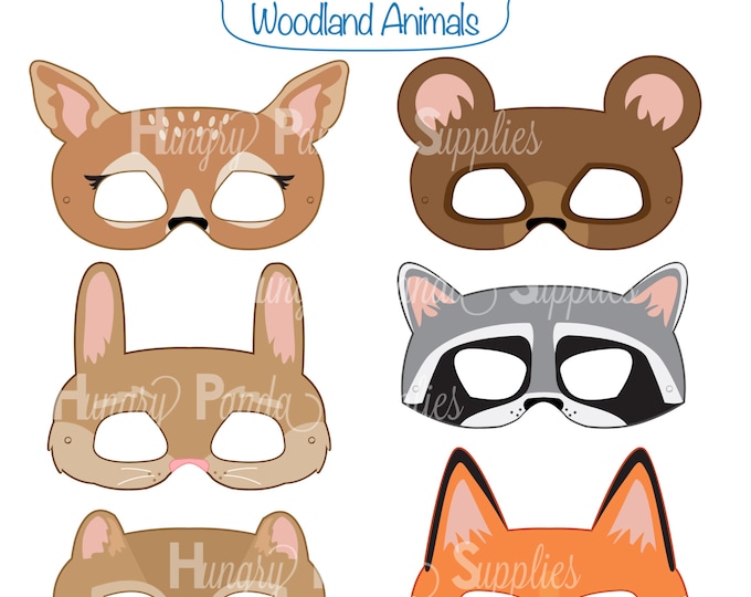 Jungle Animals Printable Masks, Monkey Mask, Zebra, Tiger, Elephant ...