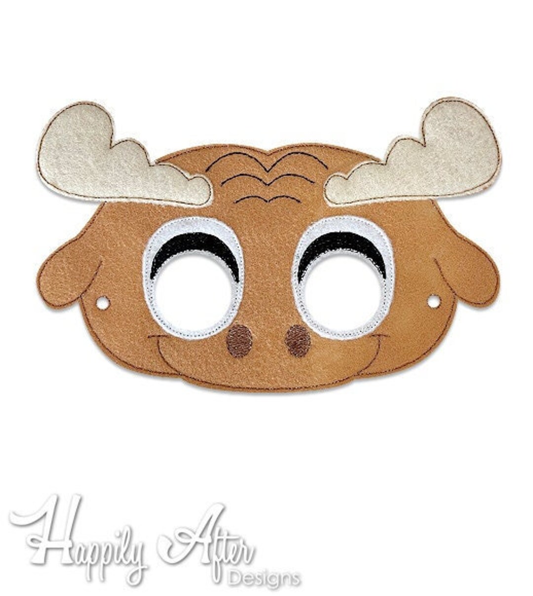 Friendly Moose Mask Embroidery Design, Moose Mask, Machine Embroidery ...
