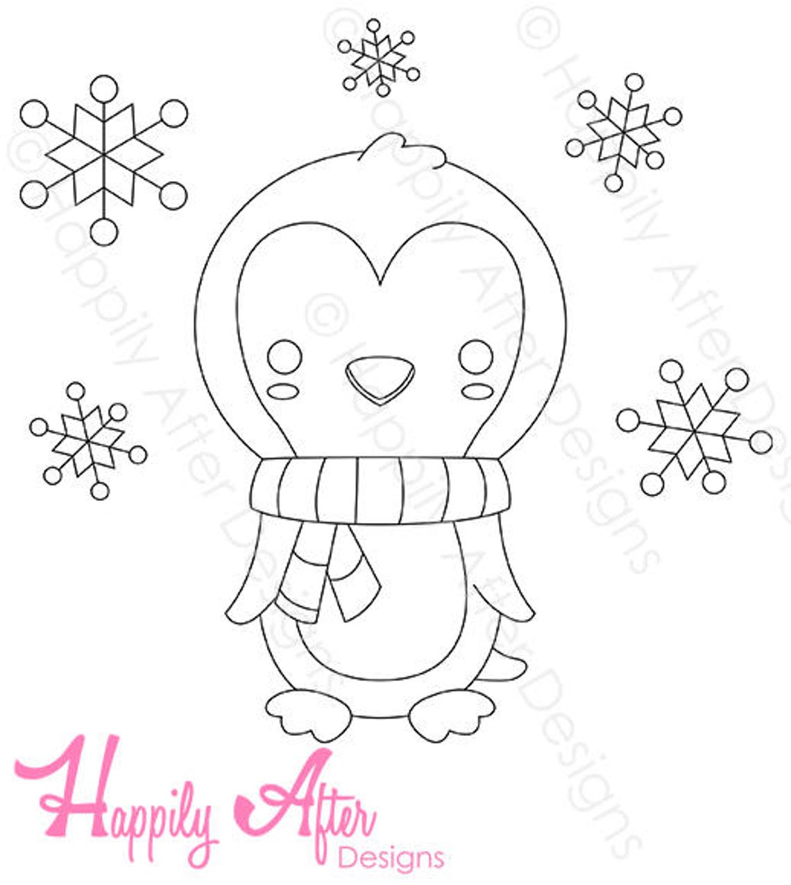 Snowflake Penguin Hand Embroidery Pattern Penguin Pattern - Etsy