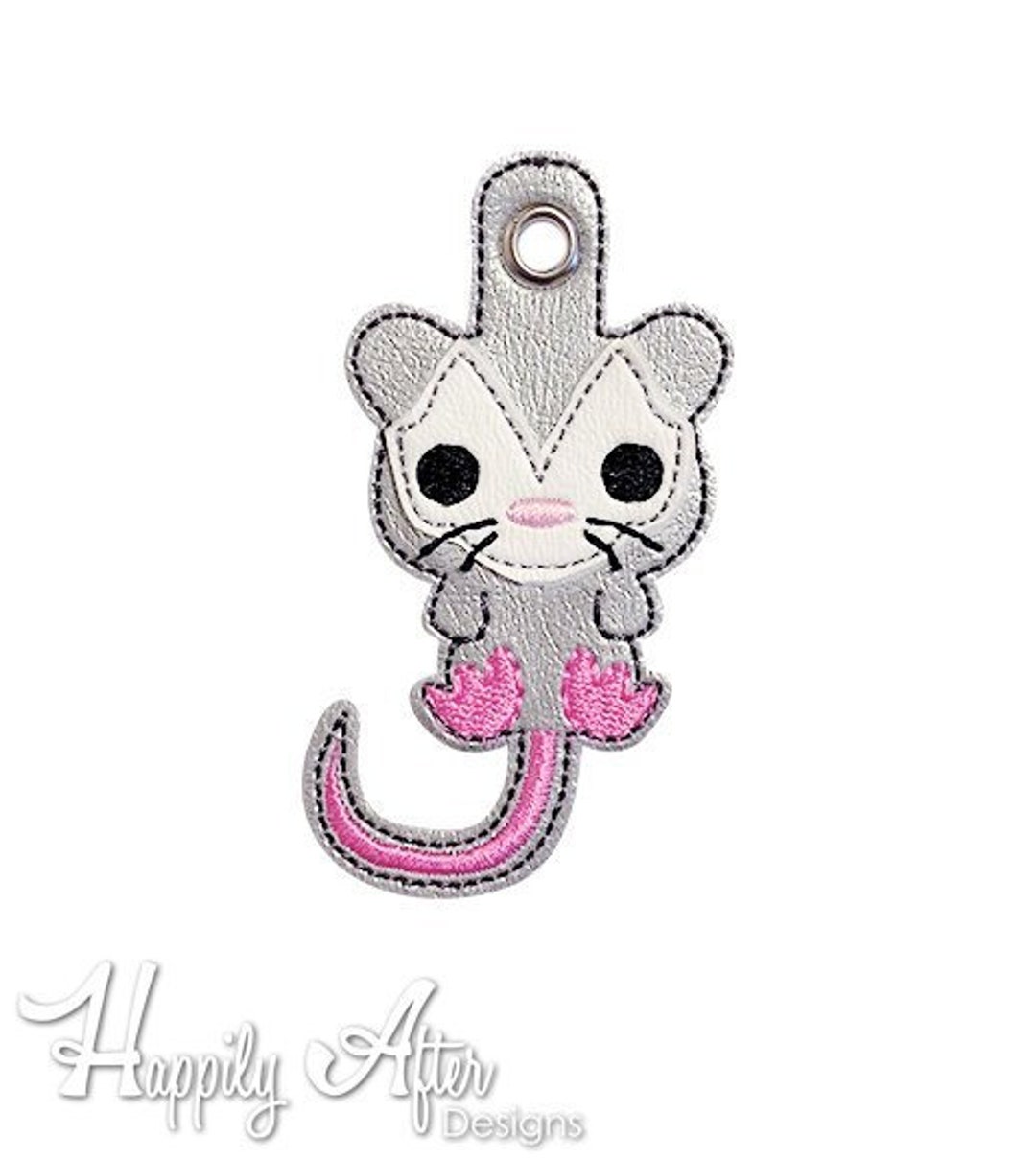 Possum Eyelet Keychain Embroidery Design, Opossum, Keychain Embroidery ...