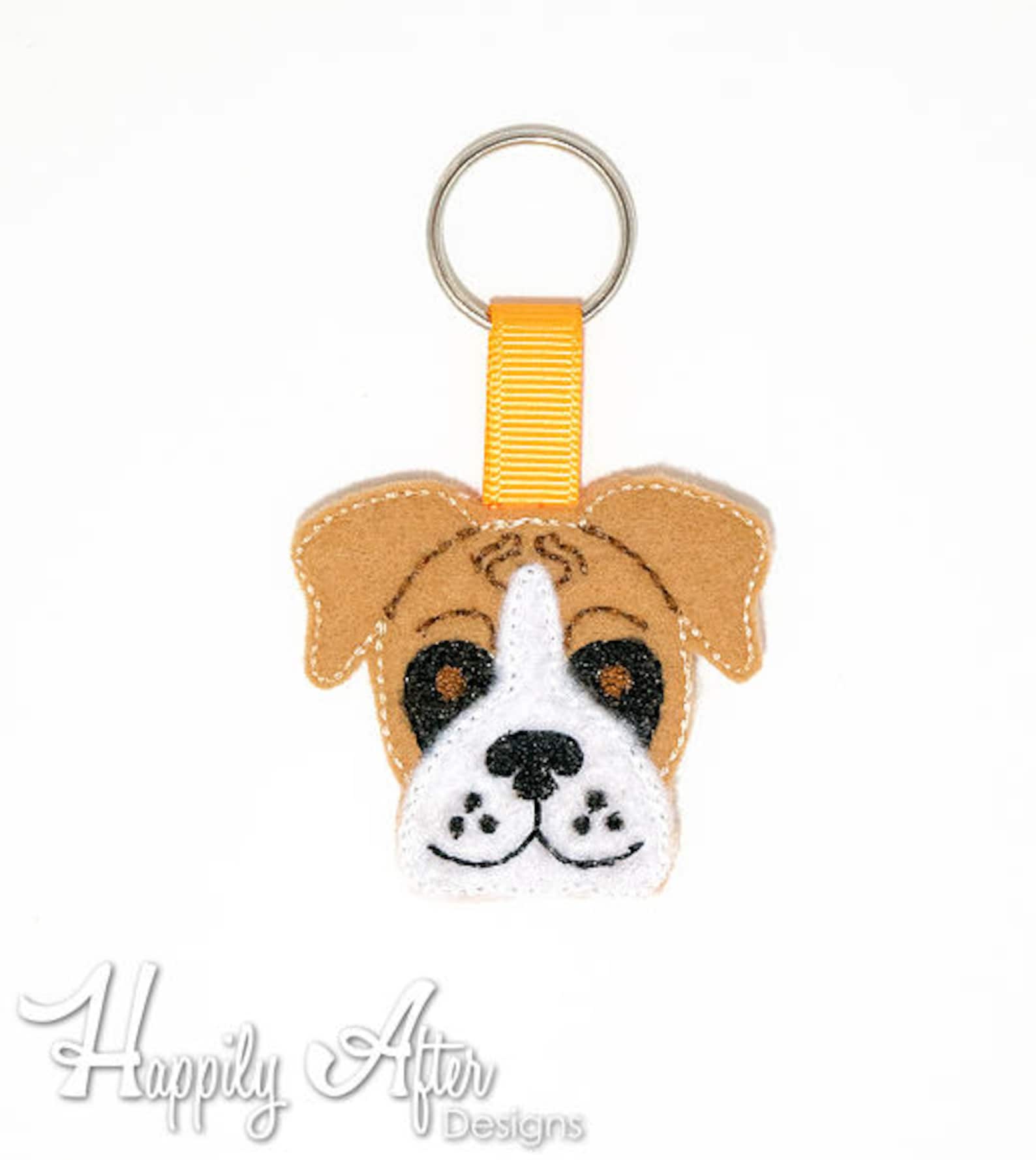 Boxer Dog Keychain Embroidery Design Boxer Dog Breed | Etsy