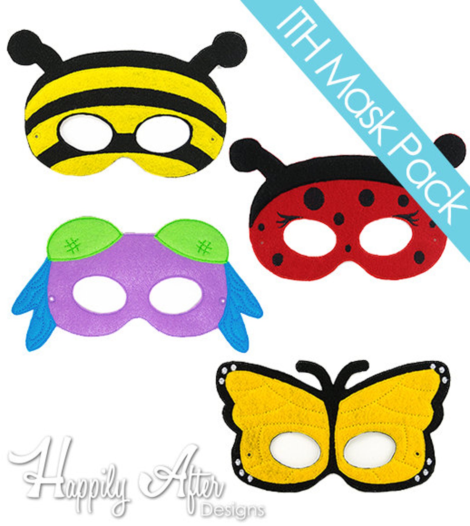 Insects Mask Embroidery Design Pack Ladybug Mask Butterfly | Etsy