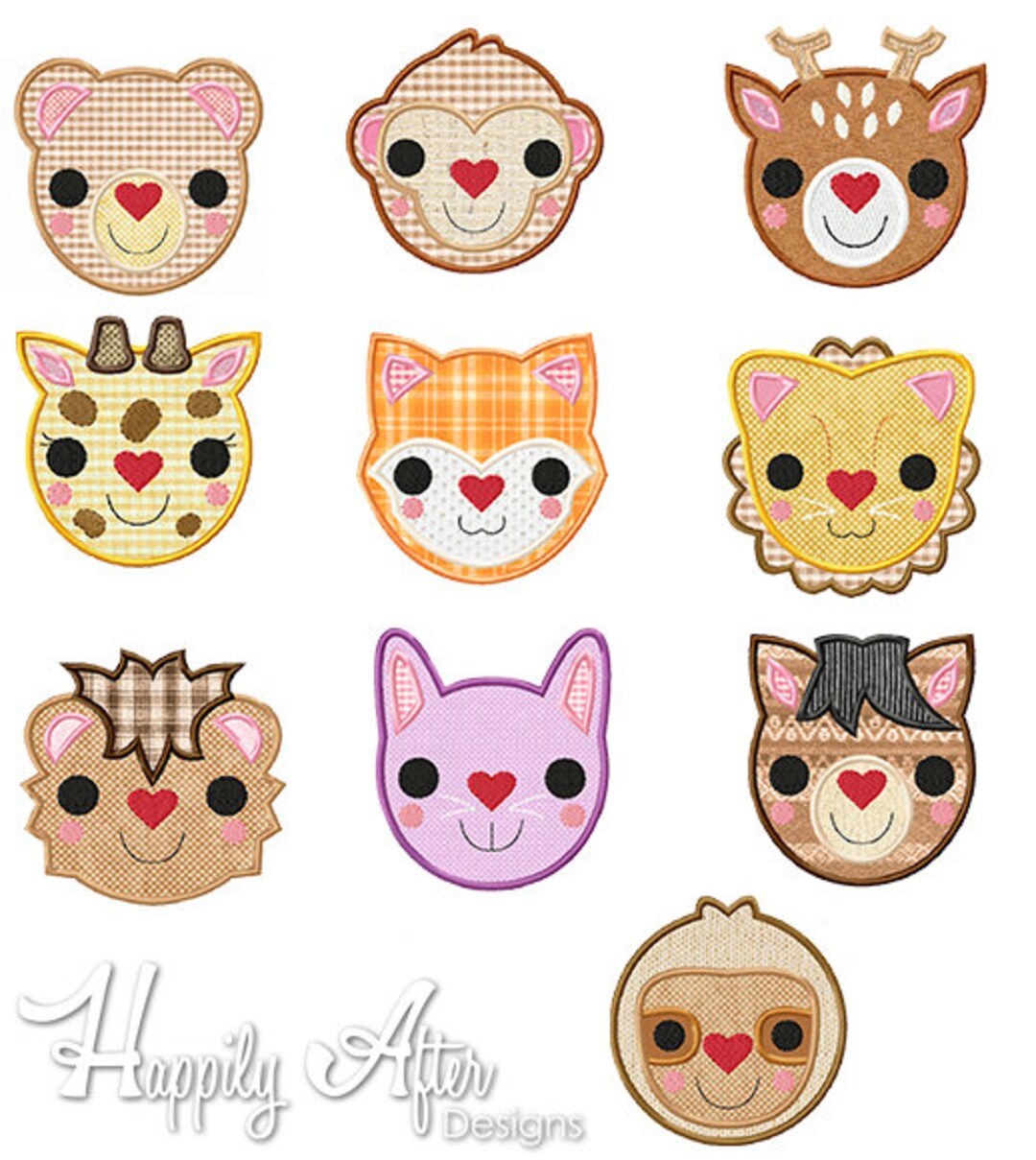 Heartfelt Animals Applique Embroidery Design Set, Animal Applique ...
