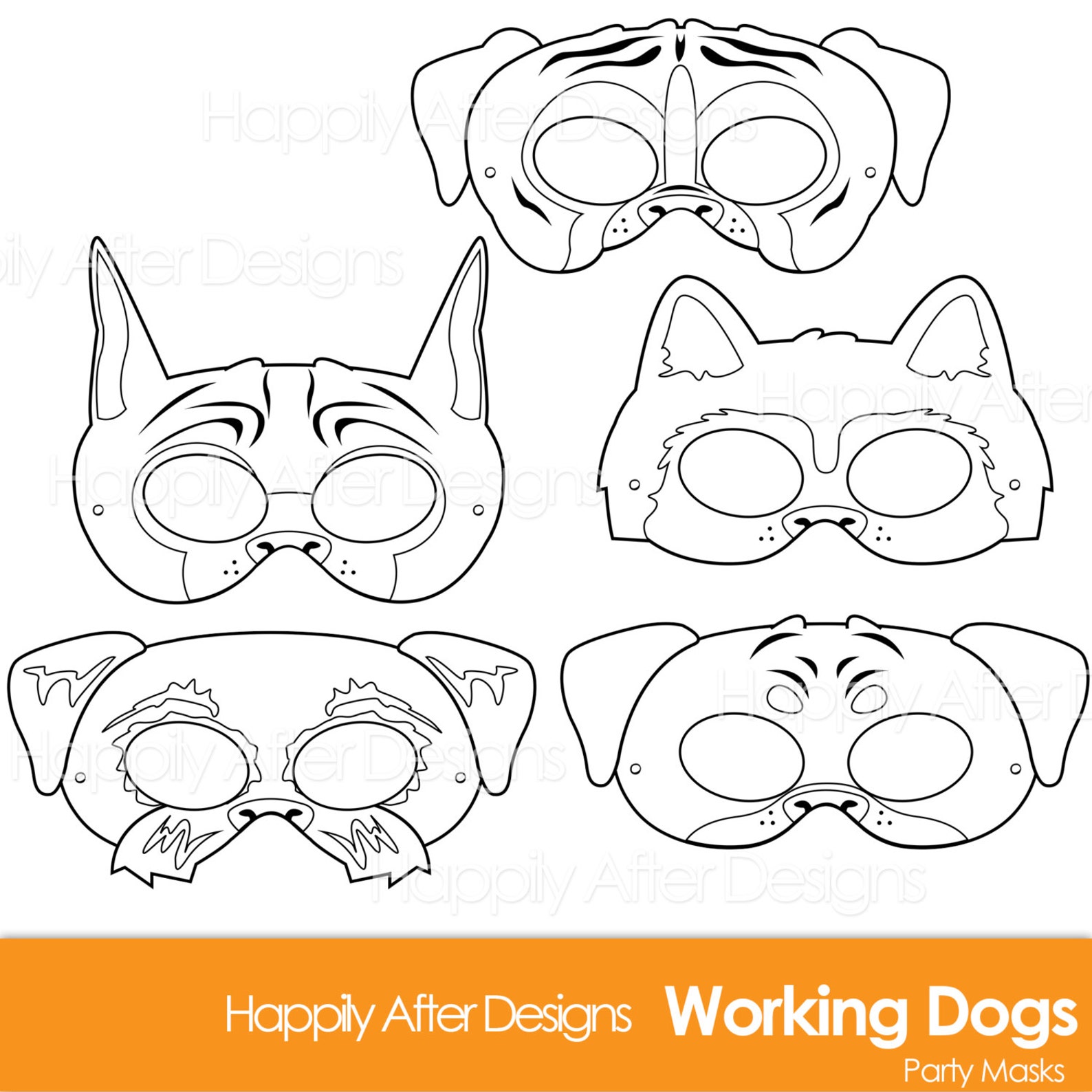 Working Dog Breed Printable Coloring Masks boxer mask great | Etsy
