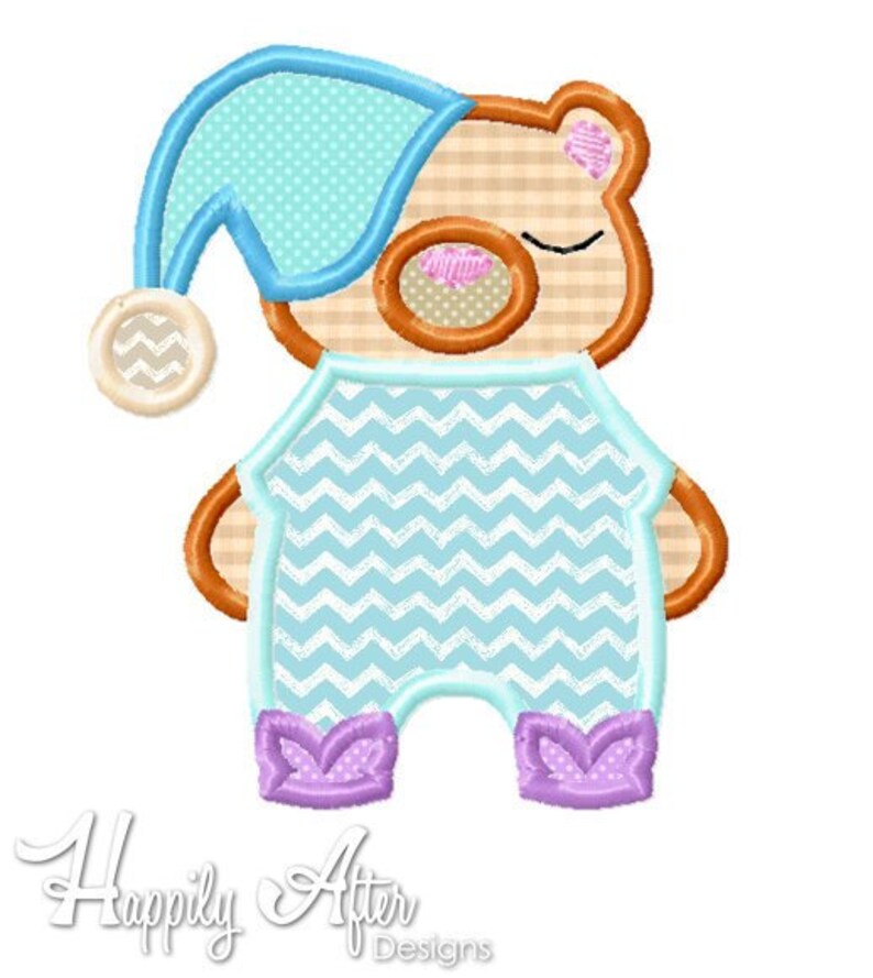 Bedtime Bear Applique Embroidery Design Baby Applique Bear - Etsy