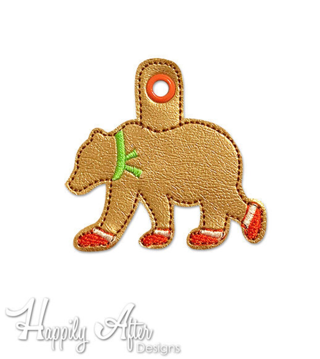 Winter Bear Eyelet Keychain Embroidery Design, Bear, Keychain ...