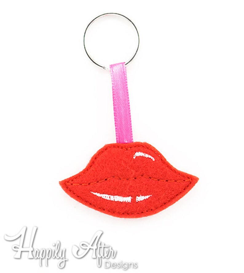 Lips Keychain Embroidery Design Lips Kisses Keychain - Etsy