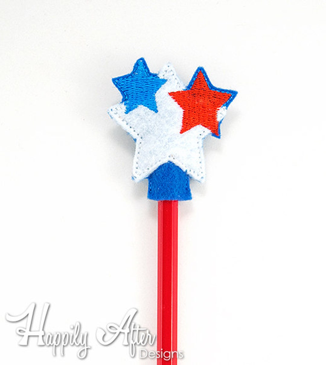 Patriotic Stars Pencil Topper Embroidery Design, Pencil Topper, Machine ...