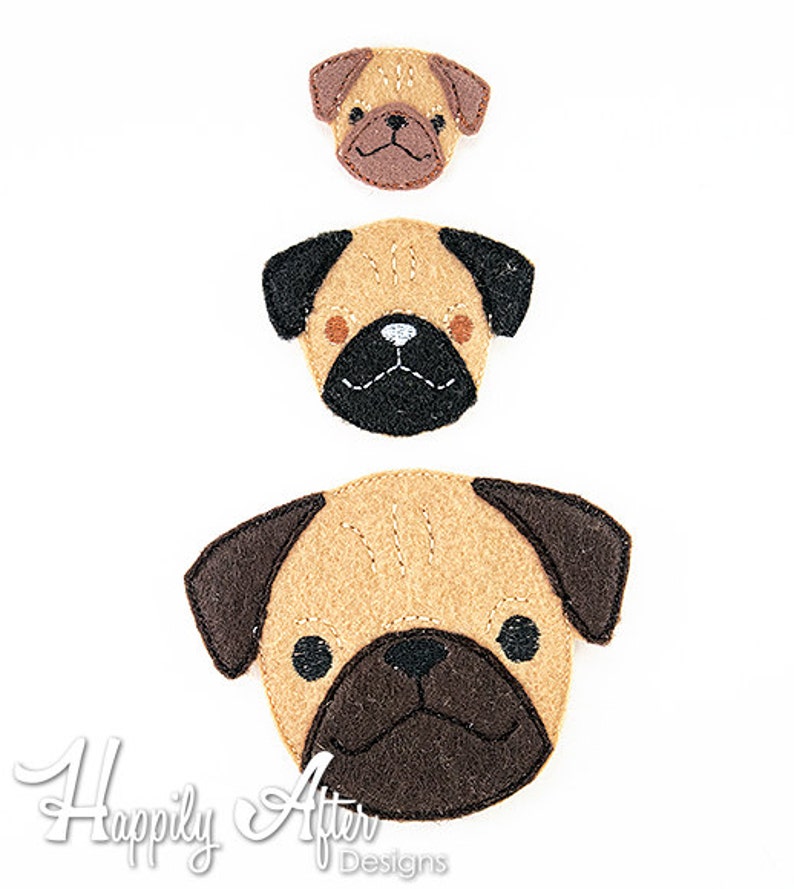 Pug Feltie Embroidery Design, Dog Feltie, Puppy Feltie, Machine ...
