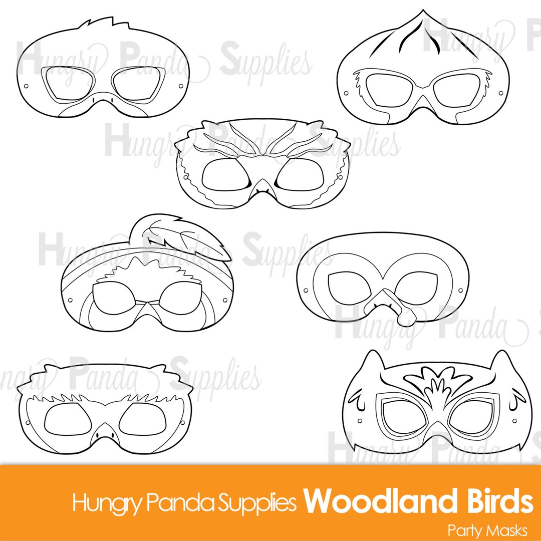 Woodland Forest Birds Printable Coloring Masks, Turkey Mask, Owl Mask ...