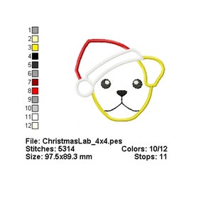 Christmas Labrador Applique Embroidery Design, Christmas Applique ...