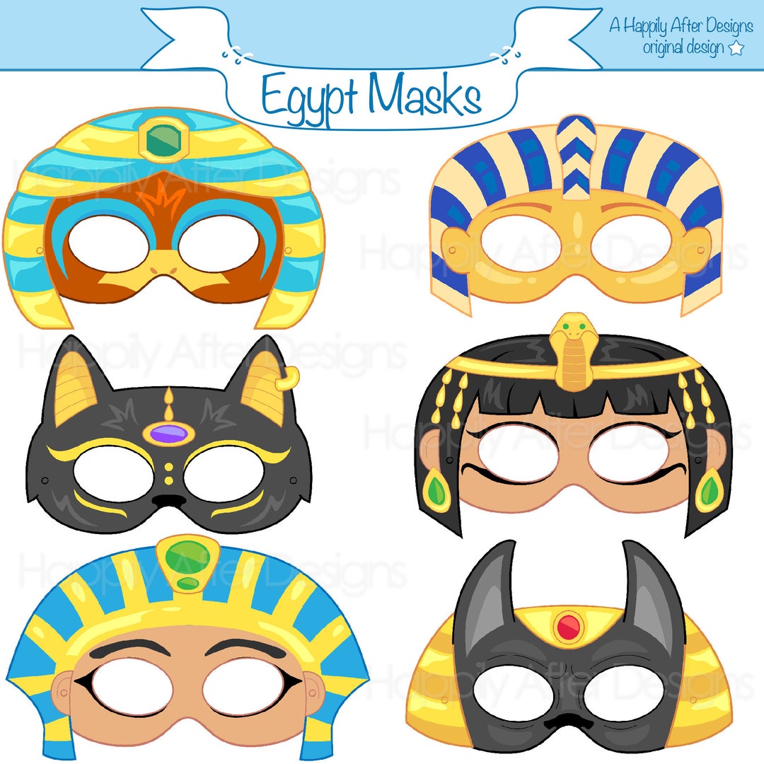 Egyptian Printable Masks, Egypt Mask, Cleopatra Mask, Anubis Mask, Cat ...