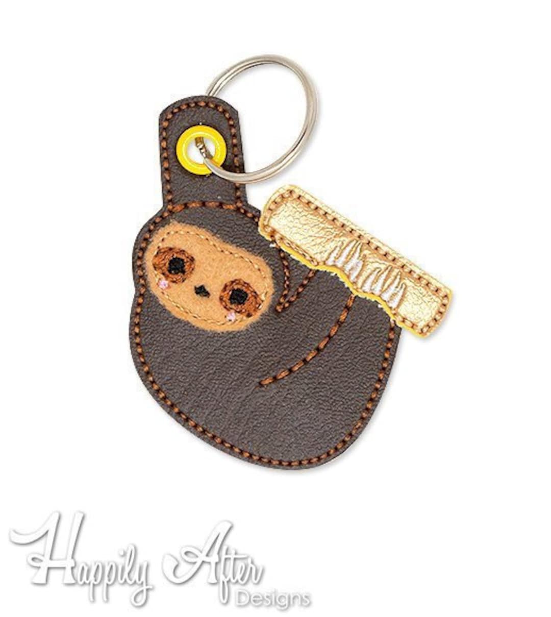 Sloth Eyelet Keychain Embroidery Design, Sloth, Keychain Embroidery ...