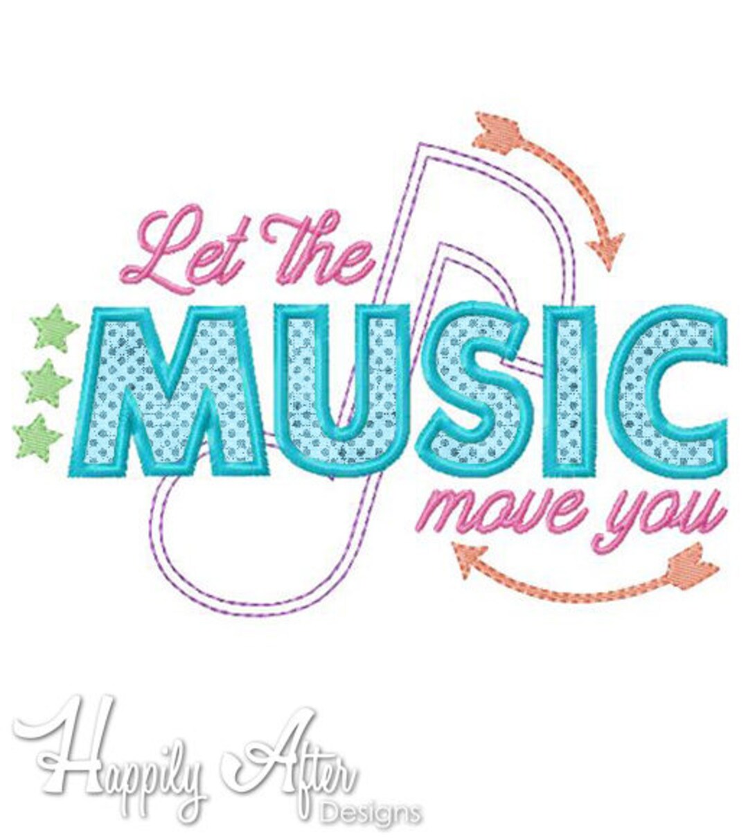 Music Move You Applique Embroidery Design, Dance Applique, Music ...