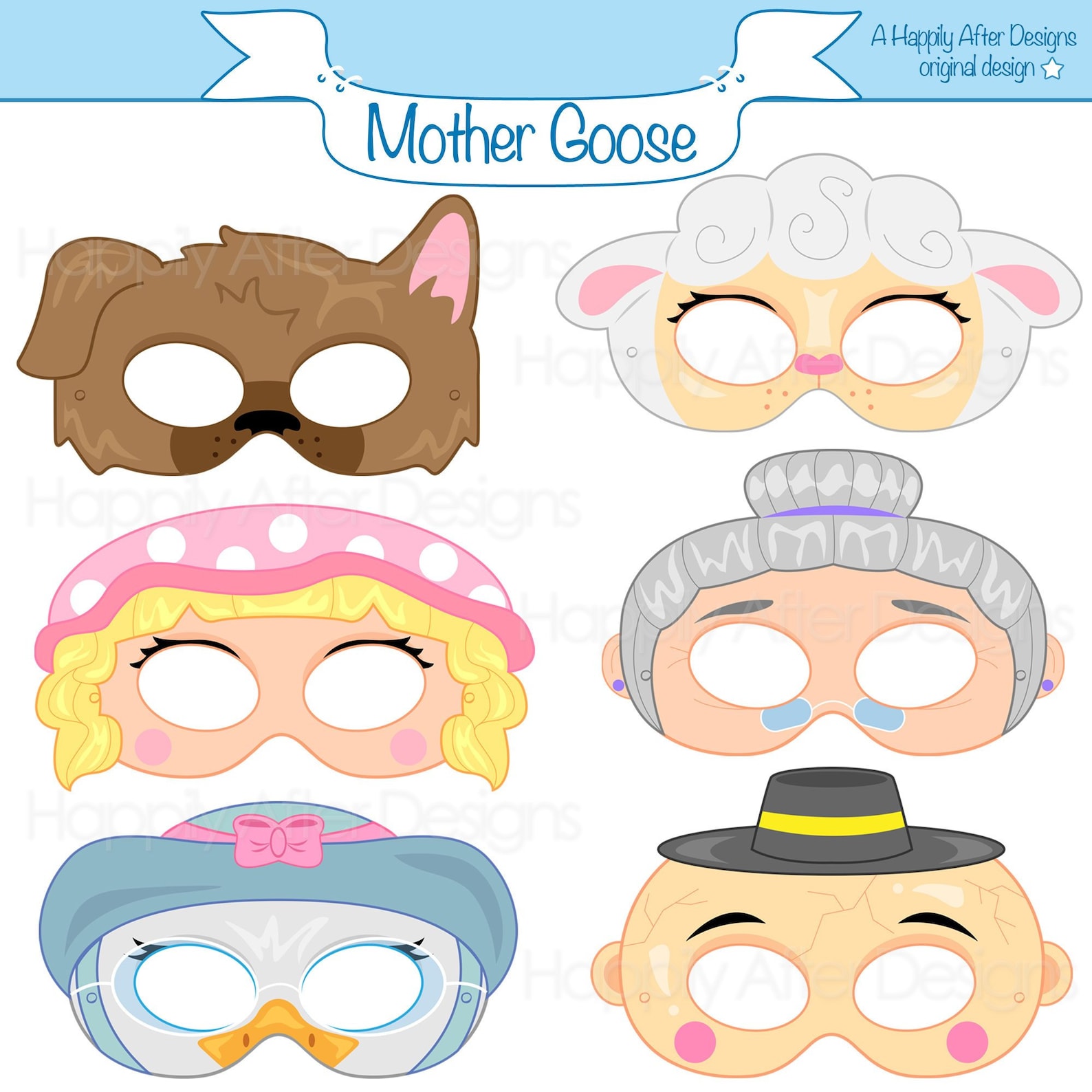 Mother Goose Printable Masks Humpty Dumpty Mask Sheep Mask - Etsy