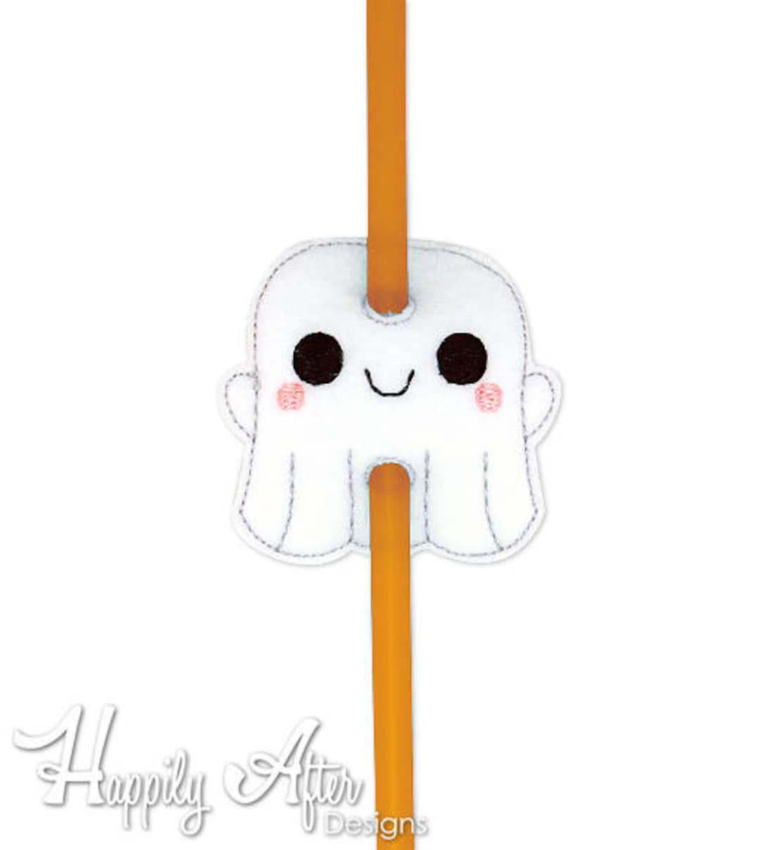 Ghost Straw Topper Embroidery Design, Ghost, Straw Topper, Machine ...