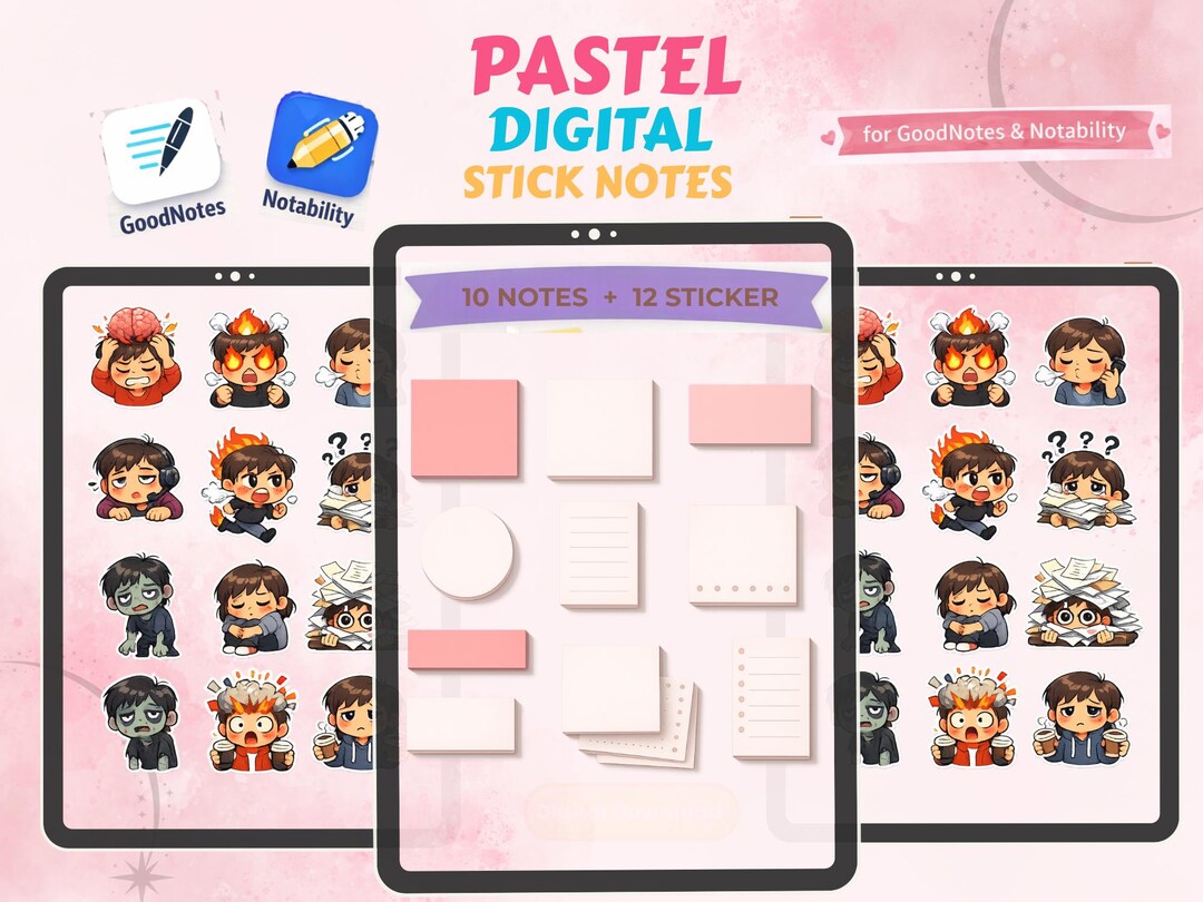 Stressed Life Digital Sticky Notes & Stickers | Cute Work Stress ...