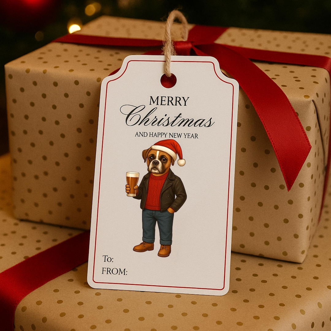 Boxer Dog Christmas Gift Tags – Printable Holiday Labels (PDF) - Etsy