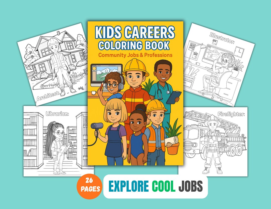 Kids Career Coloring Book | Community Job Profession Pages ...