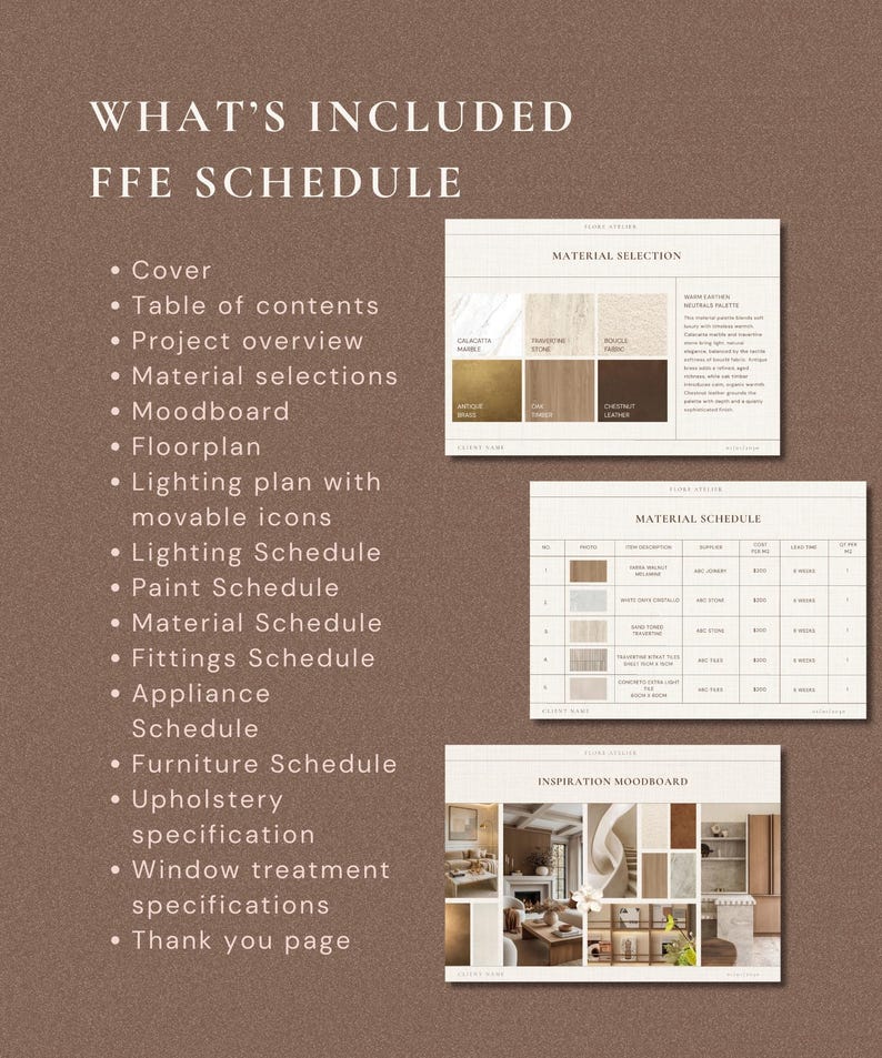Interior Design Client Toolkit | Presentation Template, FF&E Schedule ...