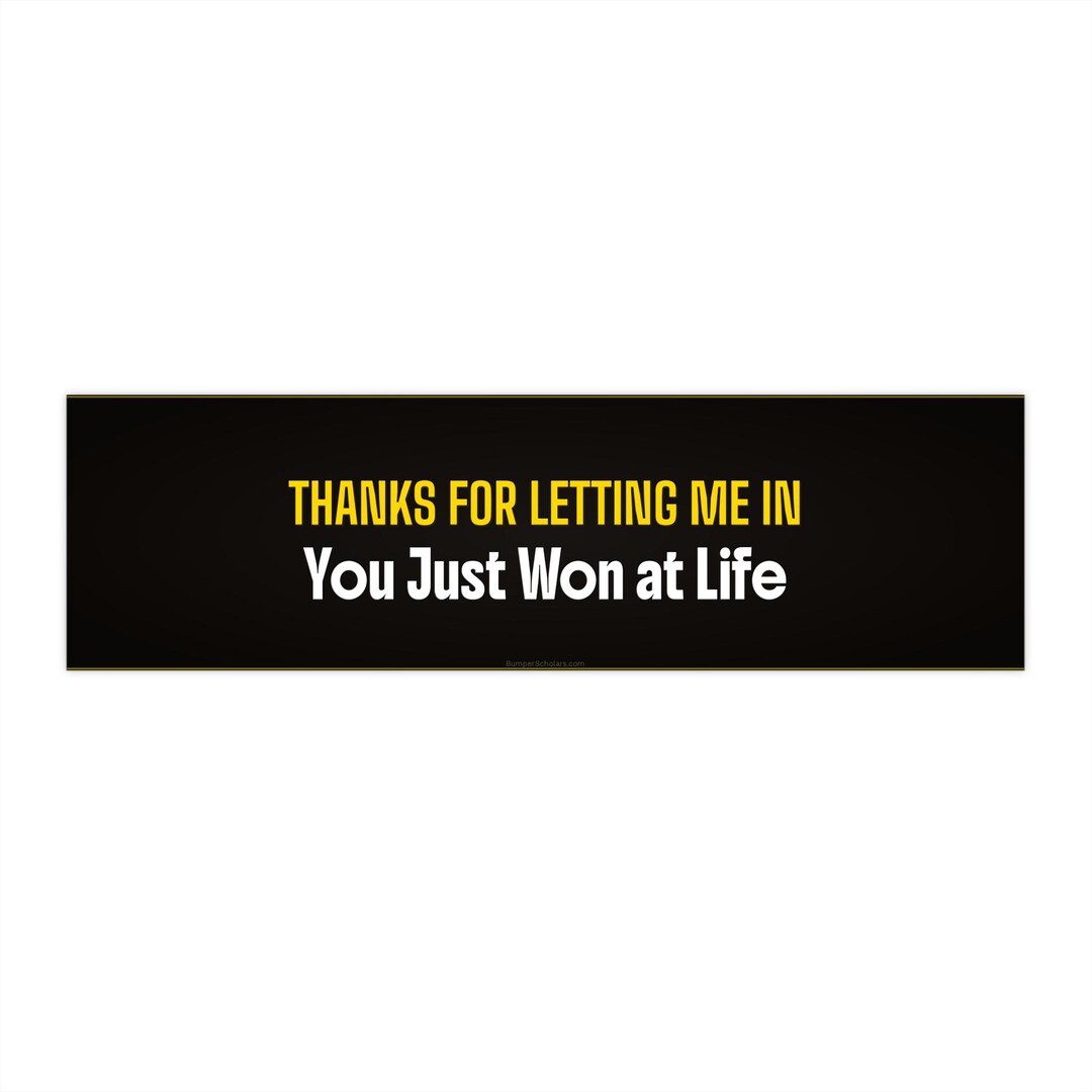 Thanks for Letting Me in You Won at Life Bumper Sticker - Motivational ...