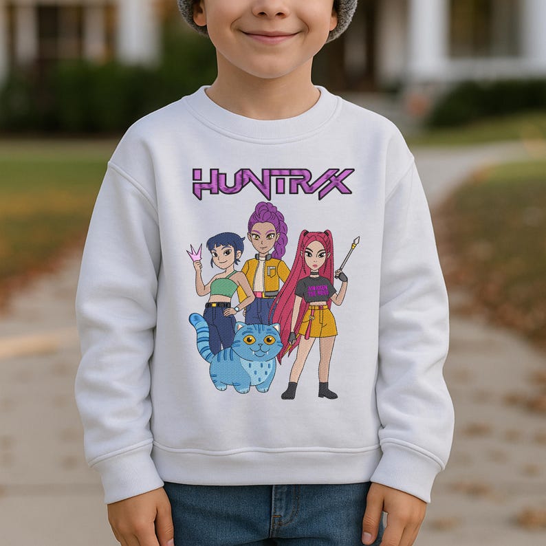 Kpop Huntrix Embroidery Design, Kpop Hunter Design, Modern Girl Power ...