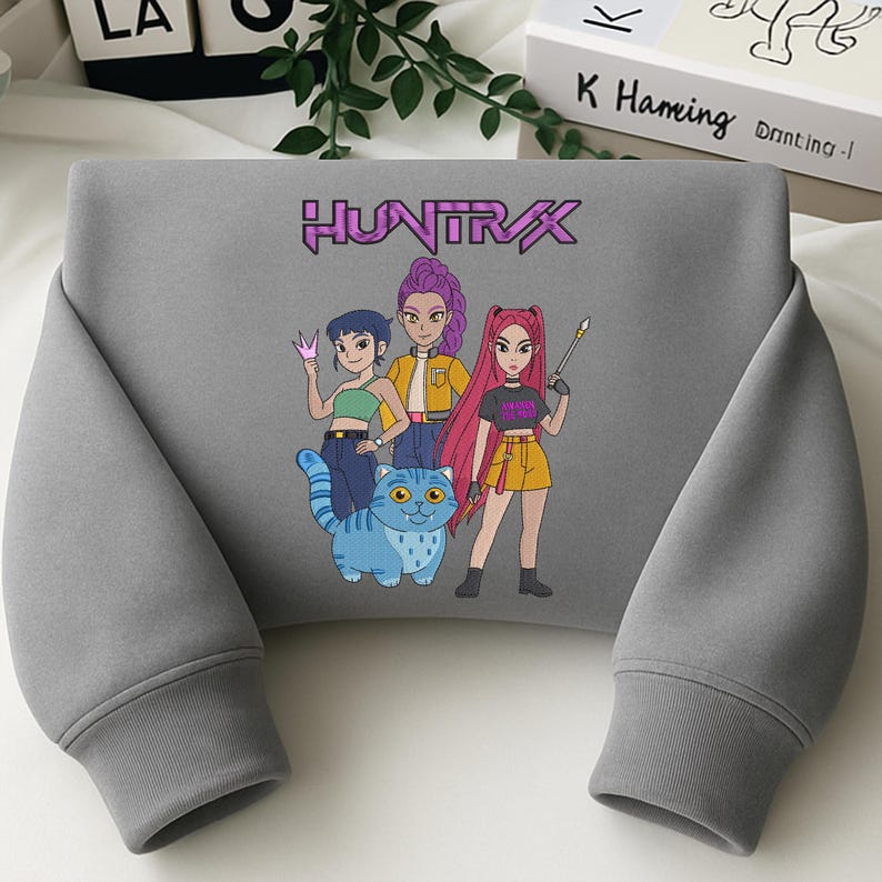 Kpop Huntrix Embroidery Design, Kpop Hunter Design, Modern Girl Power ...