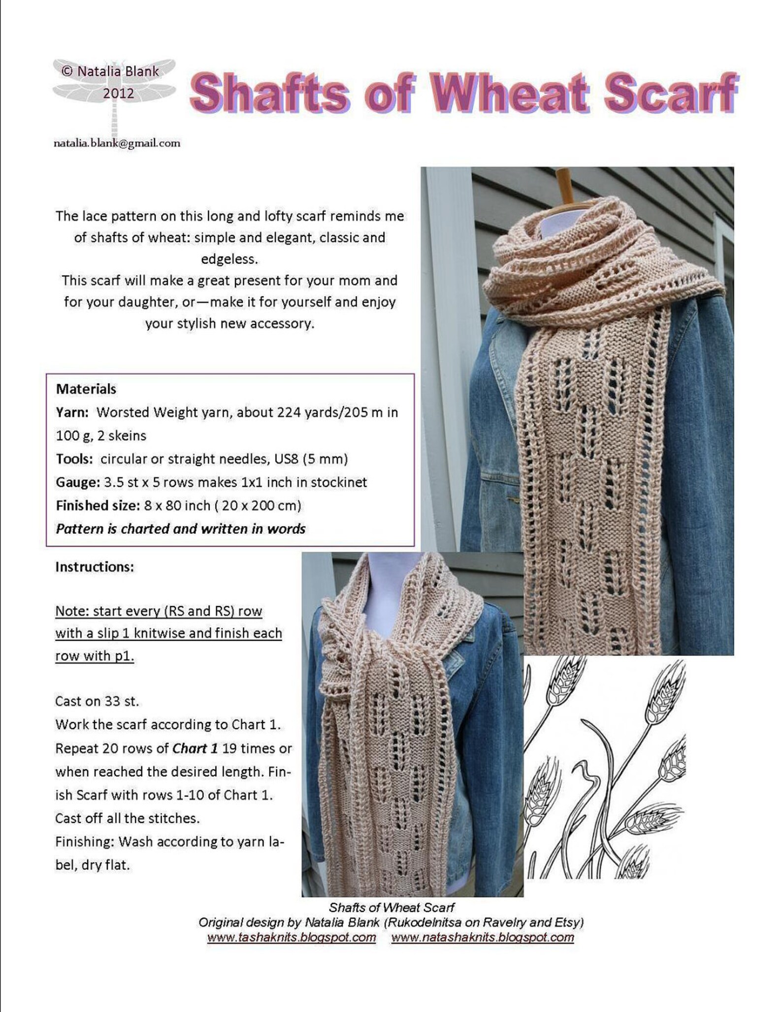 Knitted Scarf, Worsted Weight, Written and Charted PDF Format - Etsy