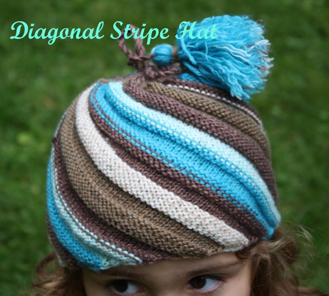 Diagonal Stripe Hat, Knitting Pattern, PDF - Etsy