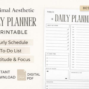 Aesthetic Daily Planner Printable | Digital Daily Planner | Minimal To ...