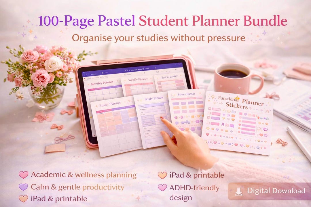 Ultimate Pastel Student Planner Bundle | 100 Pages | iPad & Printable ...