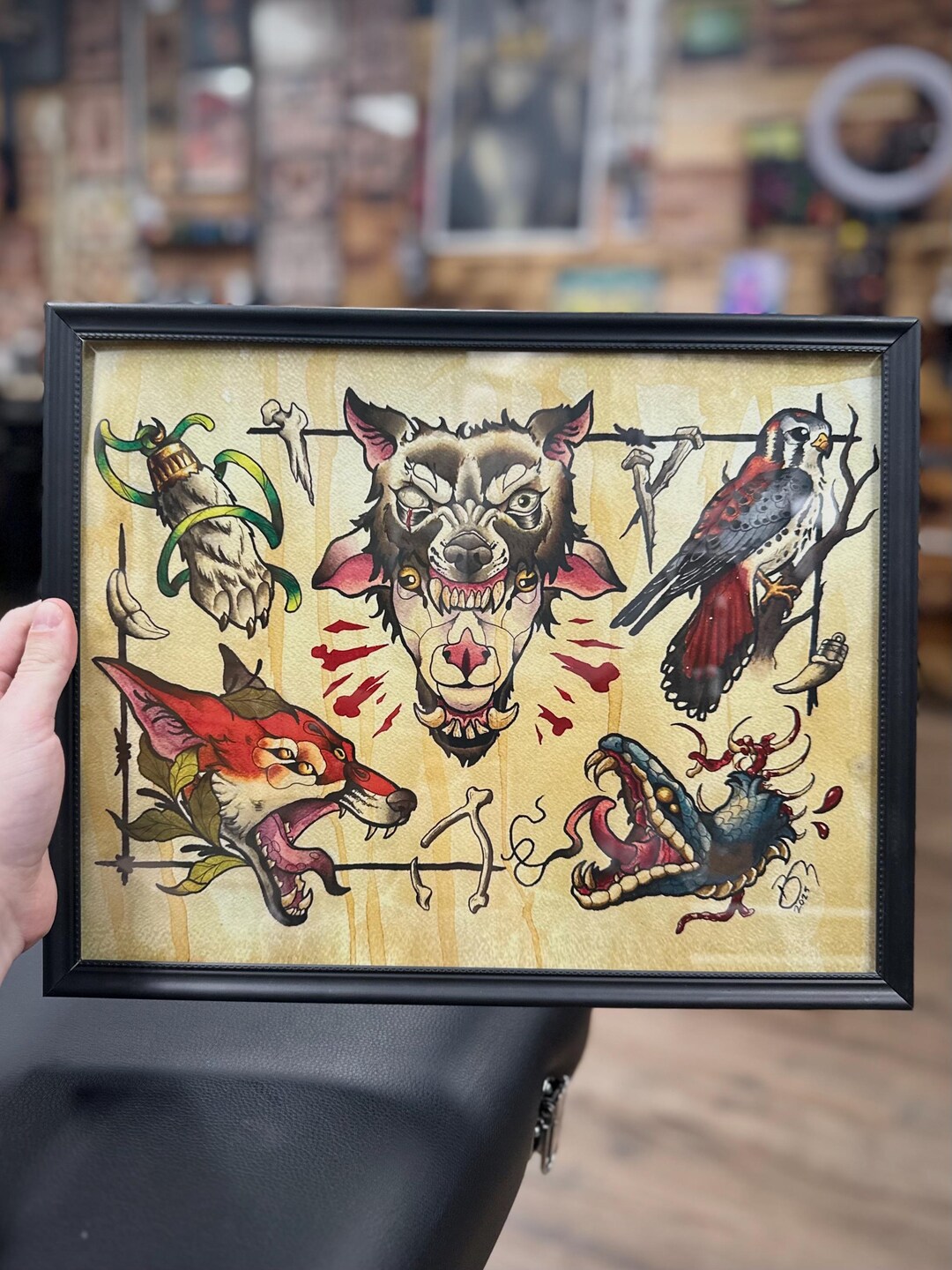 Neotraditional Style Animals Painted Watercolor Flash Sheet Print - Etsy