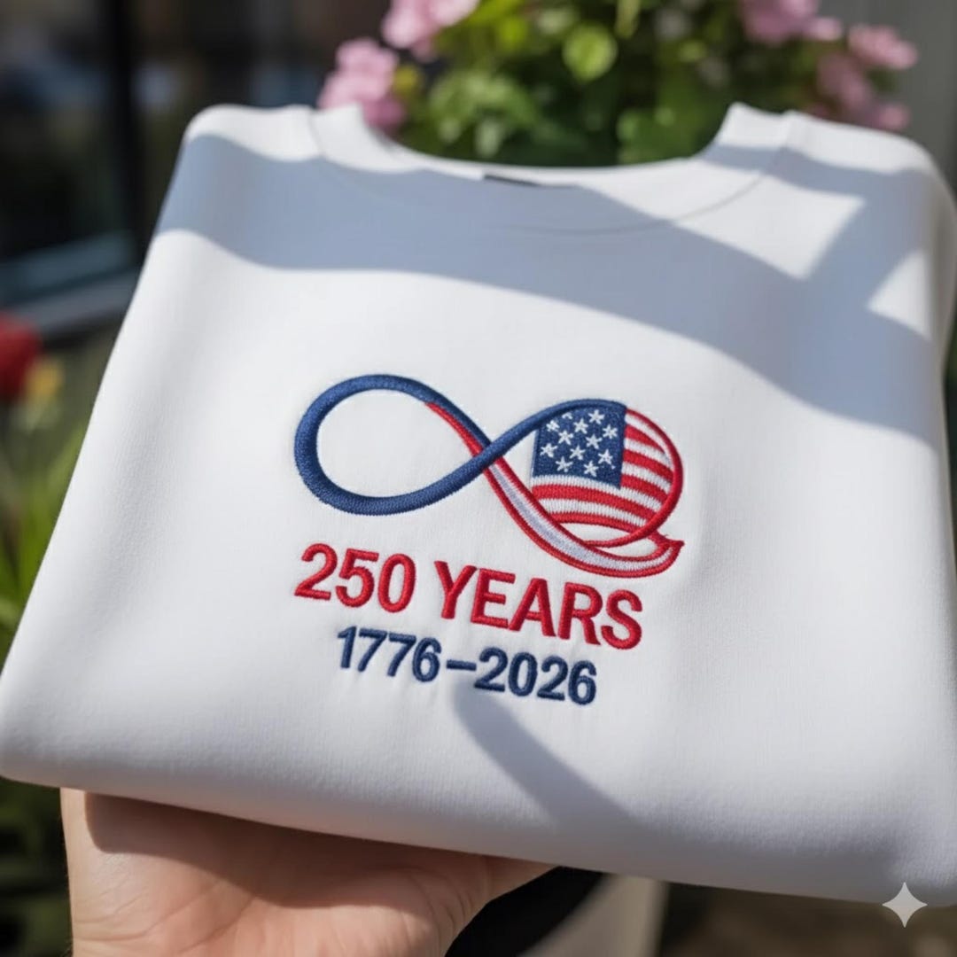 250 Years 1776-2026 American Embroidered Shirt, USA Anniversary Apparel ...