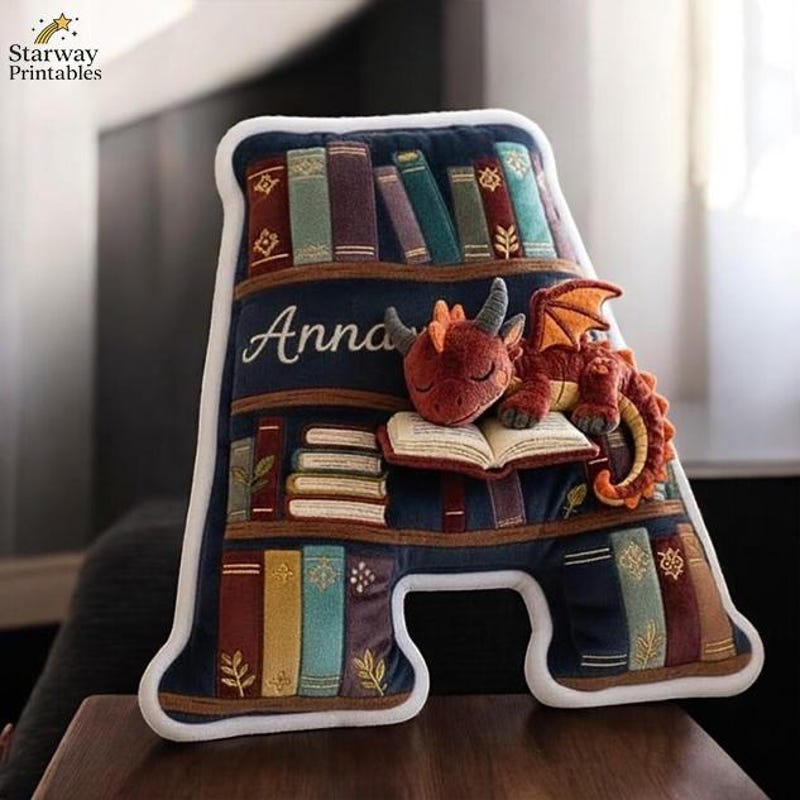 Initial Book Pillow - Etsy