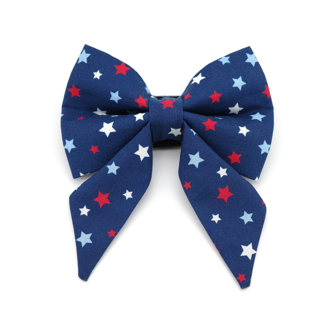 Red White and Blue Stars Sailor Dog Bow - Etsy