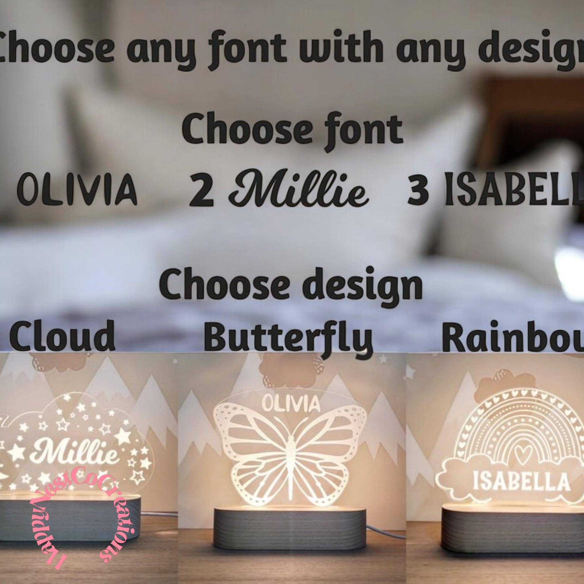 Custom Cloud Night Light – Personalized Moon & Stars Acrylic LED Lamp ...