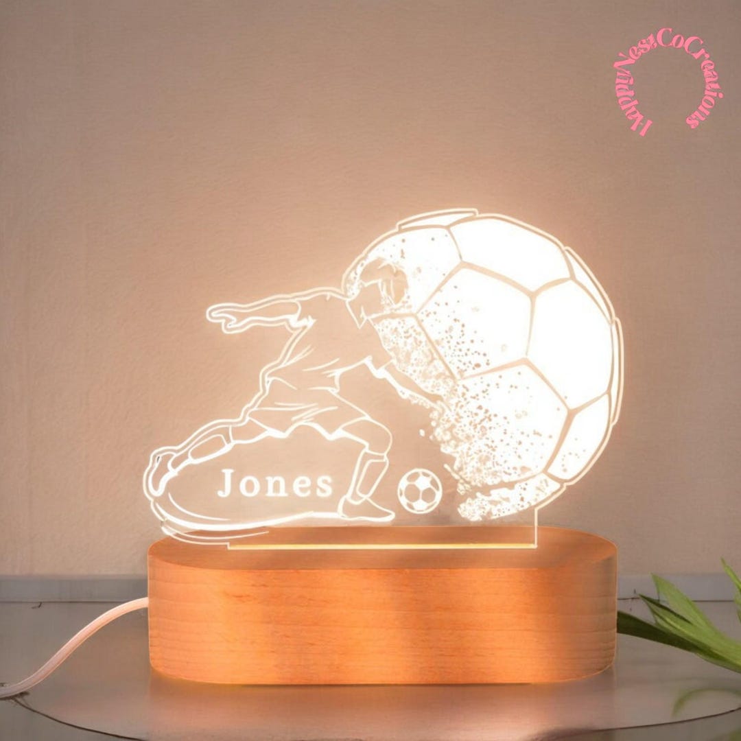 Personalized Soccer Night Light, Custom 3D Football Lamp, Sports ...