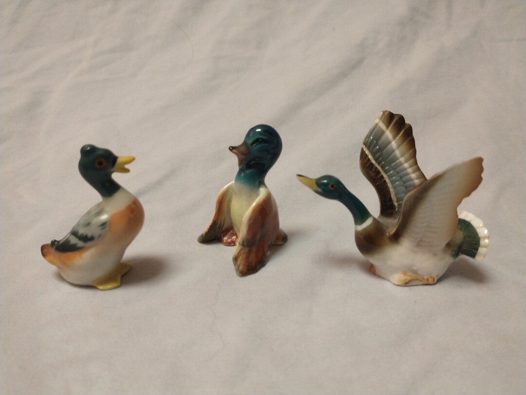 Vintage Trio of Miniature Duck Figurines...three Mallard Ducks - Etsy