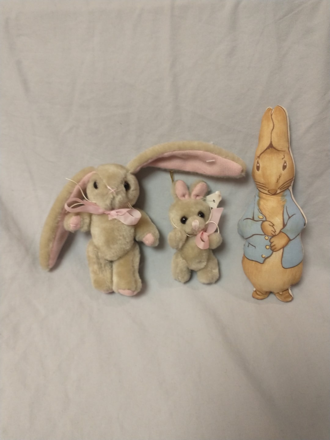 Adorable Bunch of Stuffed Bunny Rabbits...two Little Jointed Plush ...