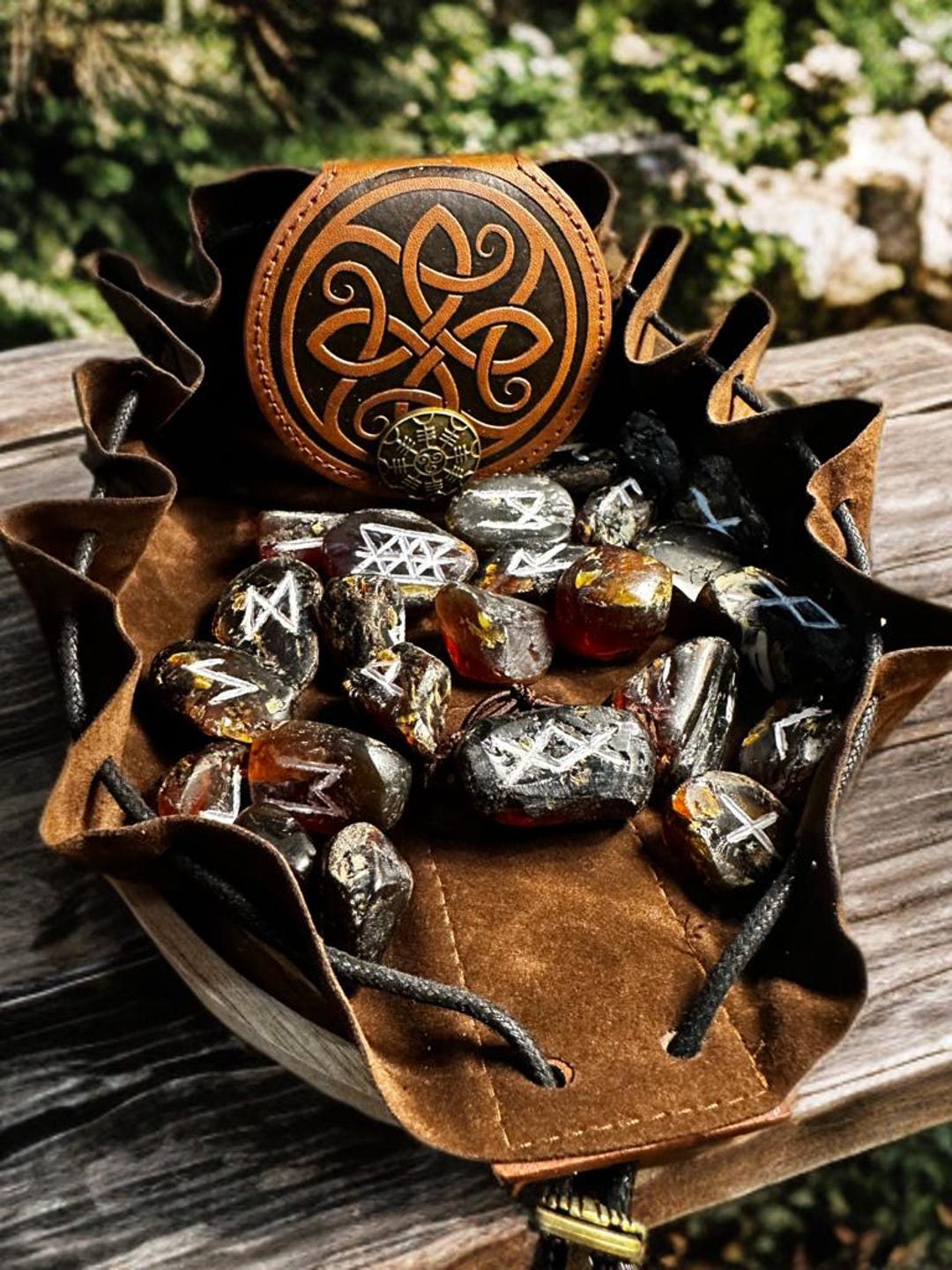 Amber Runes With Leather Pouch Hand Polished and Engraved - Etsy