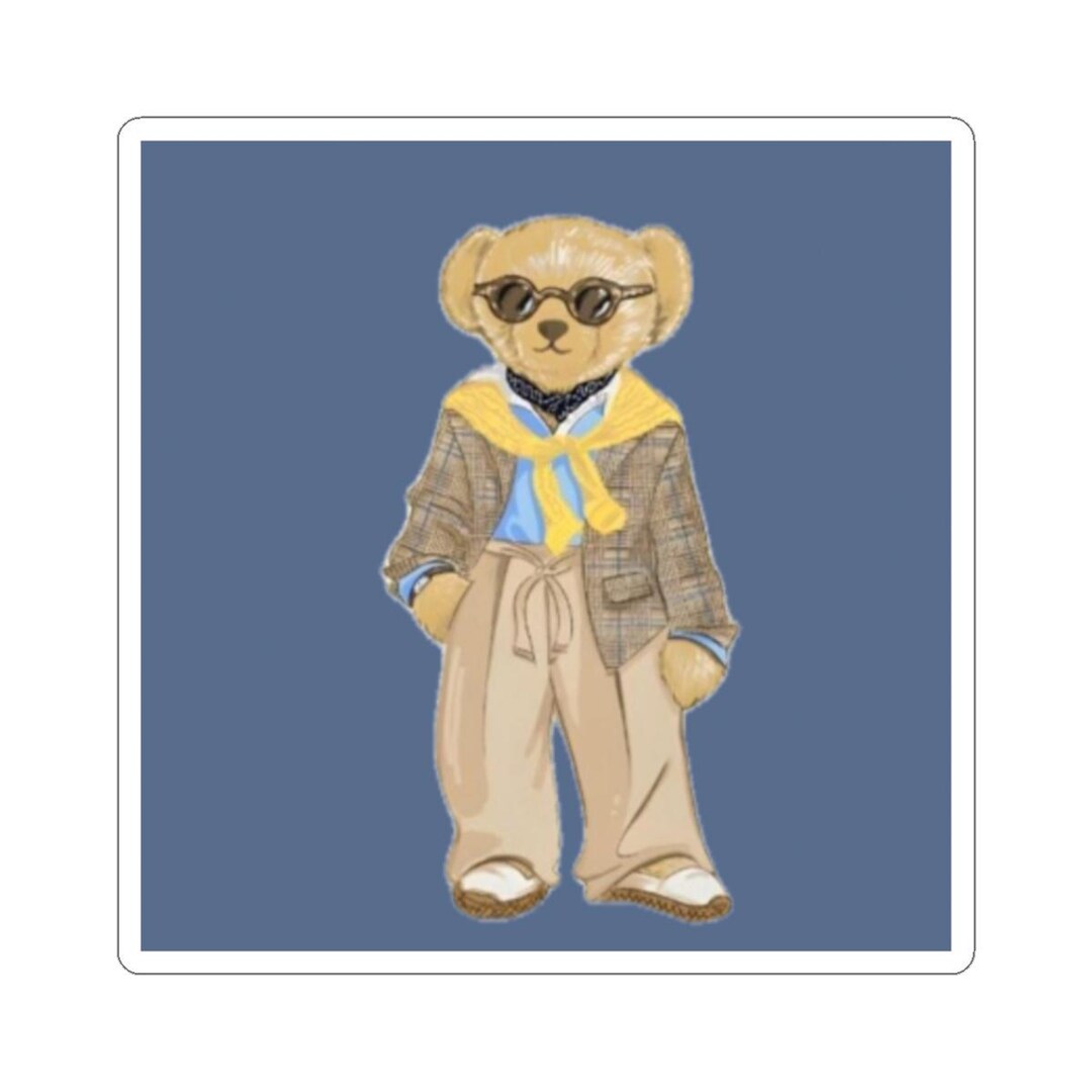 Preppy Teddy Bear Sticker | Kiss-cut Sticker - Etsy
