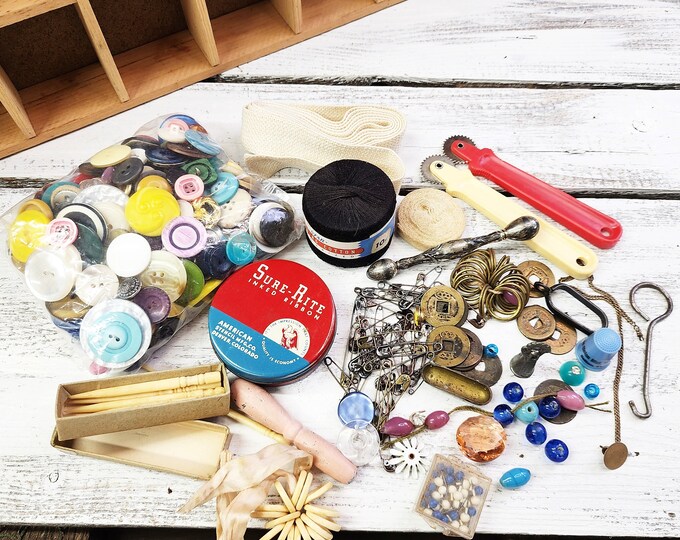 Vintage Odds and Ends, Found Sewing Objects, Altered Art Supplies, Junk ...