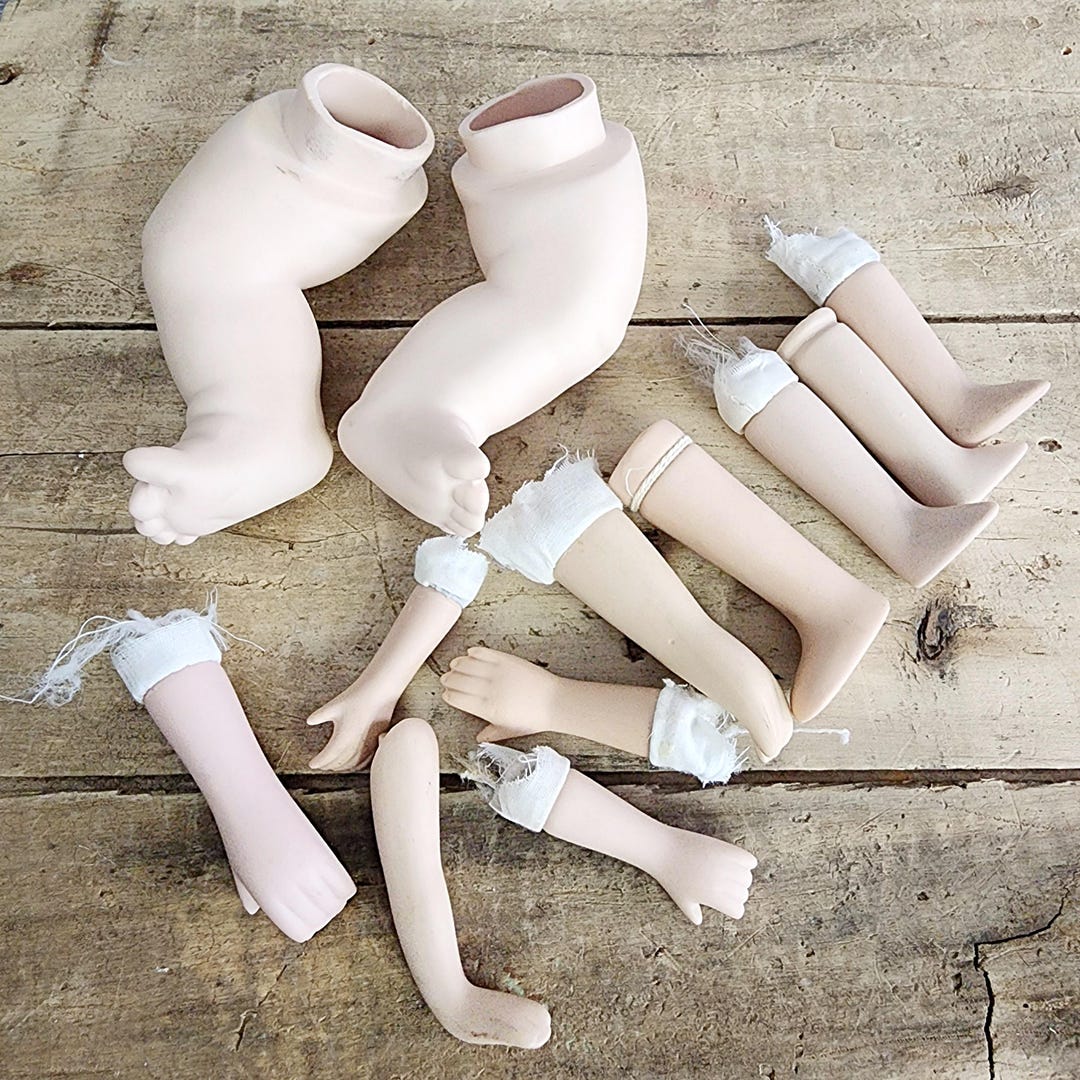Ceramic Doll Arms and Legs Assortment, One Dozen Doll Parts, Salvaged ...