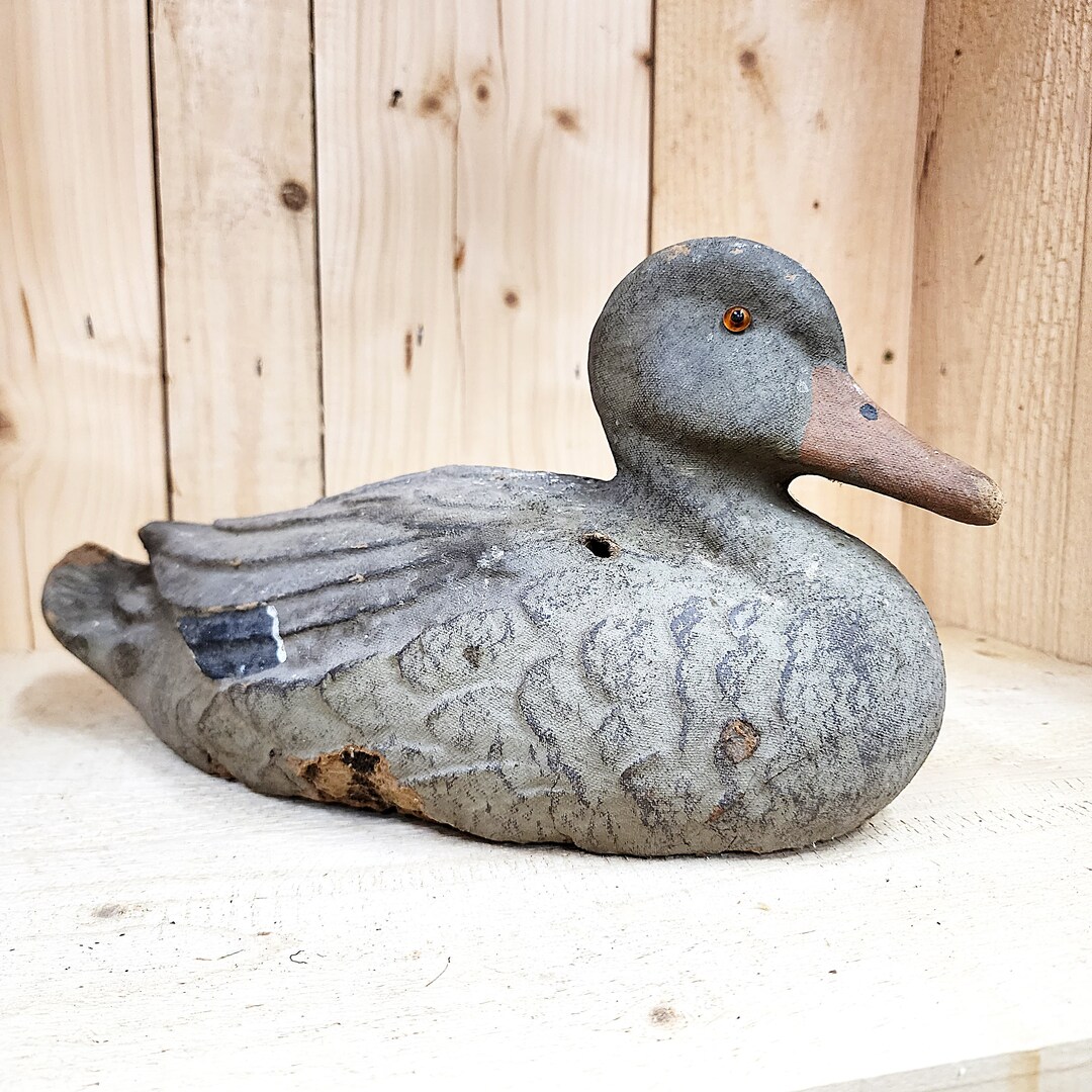 Vintage Carry-lite Duck Decoy, Heavily Aged Duck Decoy, Paper Mache ...