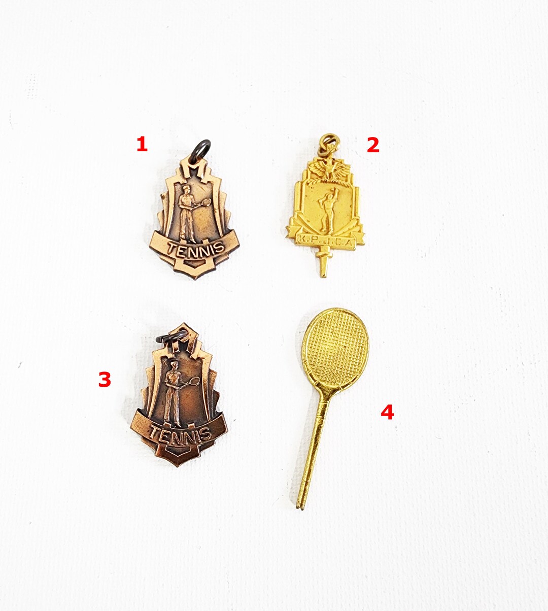 Your Choice Vintage Tennis Medallion or Tennis Racket, Metal, Vintage ...