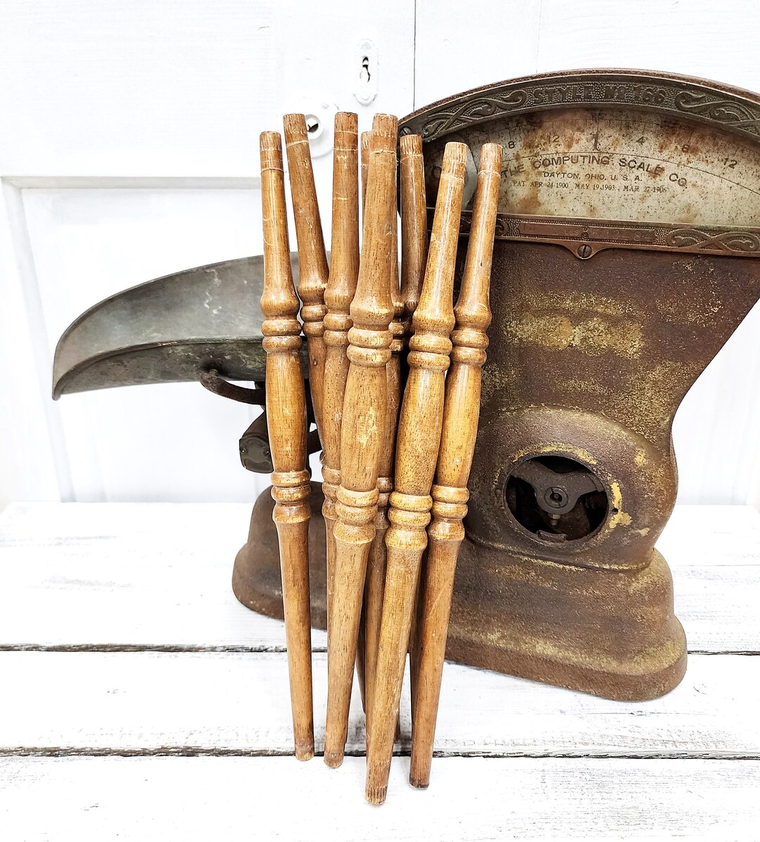 Salvaged Wood Spindles, Set of Nine Long Spindles, Vintage, DIY ...