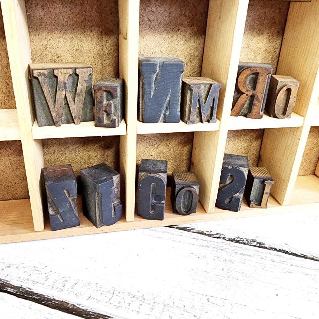 One Dozen Letterpress Blocks, Mixed Letters, Wood Printer Press Blocks ...