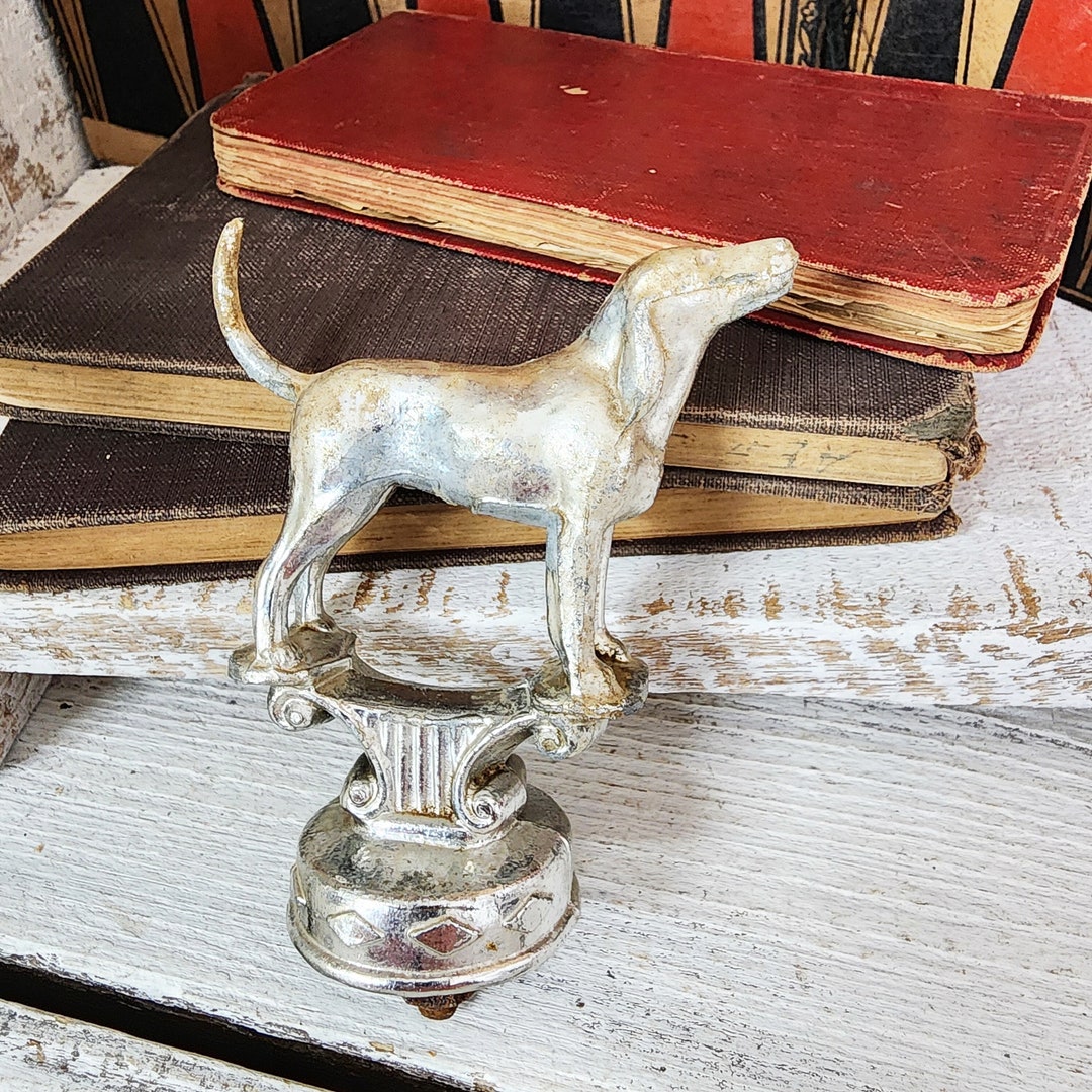 Vintage Metal Dog Trophy Topper, Silver in Color, Aged, Salvaged Trophy ...