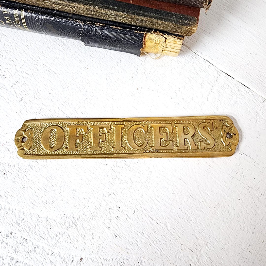 Vintage Brass Officers Sign, No Hardware, Hangable Sign, 6 3/4" Long ...